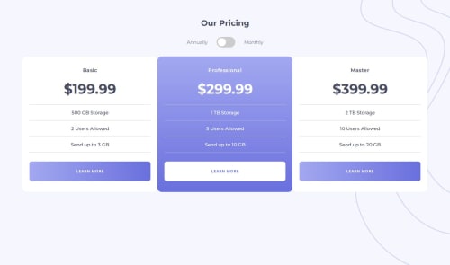 Frontend Mentor | Built Pricing Cards with Toggle Switch Using HTML CSS & JS coding challenge ...