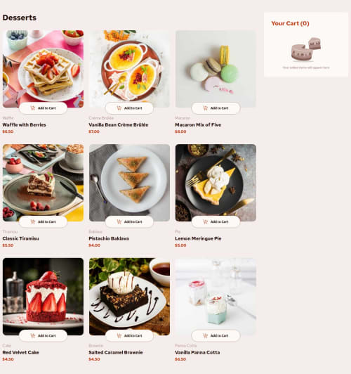 Frontend Mentor | Dessert shop cart with using react vite coding challenge solution