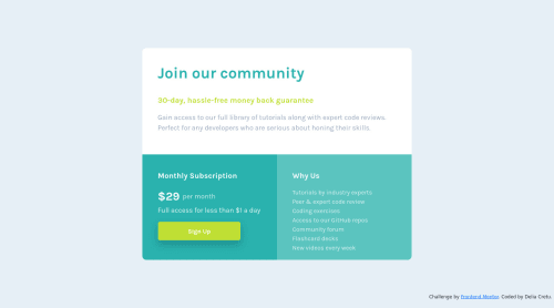 Frontend Mentor Single Price Grid Component Using Css Flexbox And