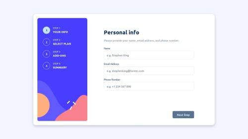 Frontend Mentor | Multi-step form - Next 15, React 19, Bootstrap 5, Motion coding challenge solution