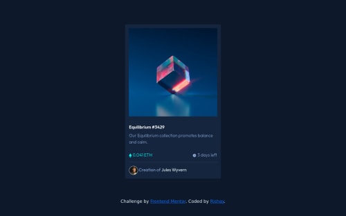 Frontend Mentor | NFT Preview card using Bootstrap coding challenge solution