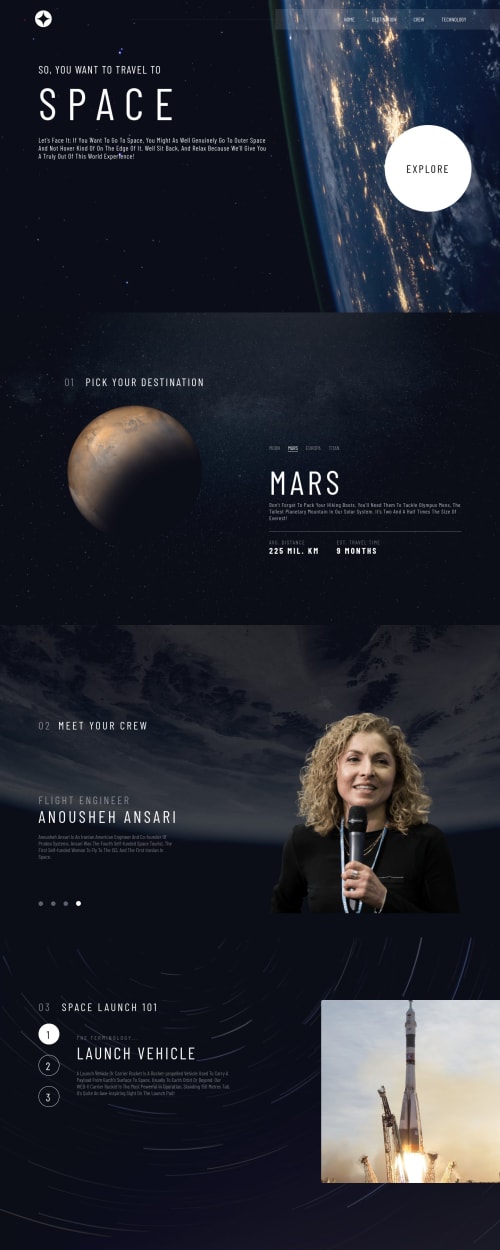 Frontend Mentor | Space Tourism multi-page Website using CSS Grid and Flexbox coding challenge ...
