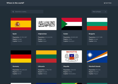 Rest Countries API website using React, TailwindCss, react-router coding challenge solution ...