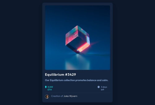 Frontend Mentor | NFT Preview Card using HTML and CSS coding challenge solution