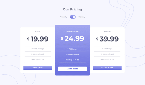Frontend Mentor | Pricing component with toggle coding challenge solution