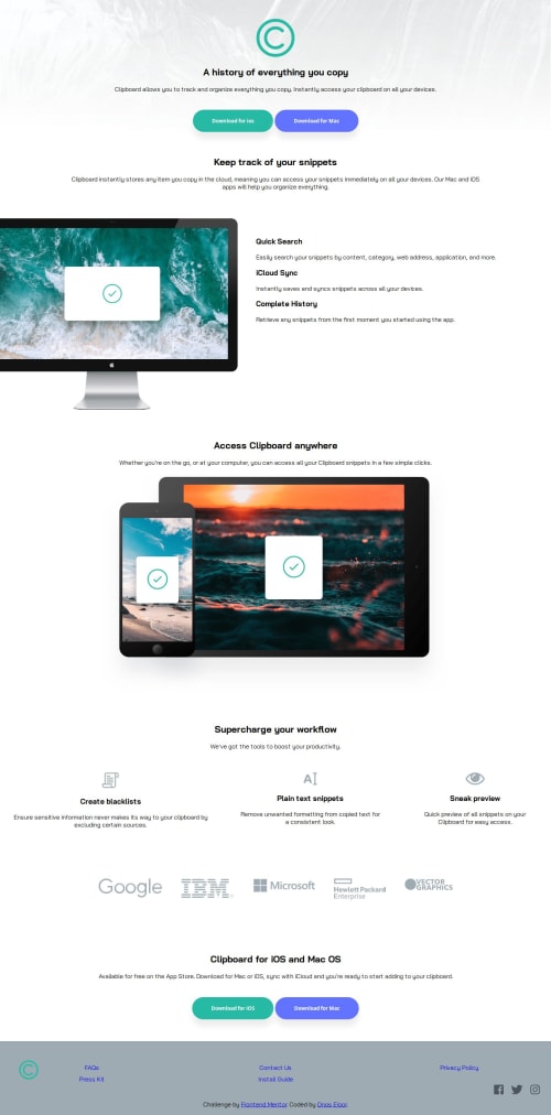 Frontend Mentor | clipboard landing page using css and html coding challenge solution