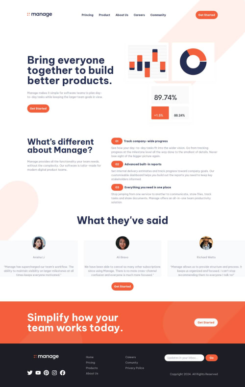 Frontend Mentor | Manage Landpage (TailwindCSS, React, Vite) coding challenge solution