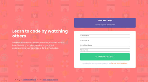 Frontend Mentor | Intro Component with Signup Form coding challenge solution
