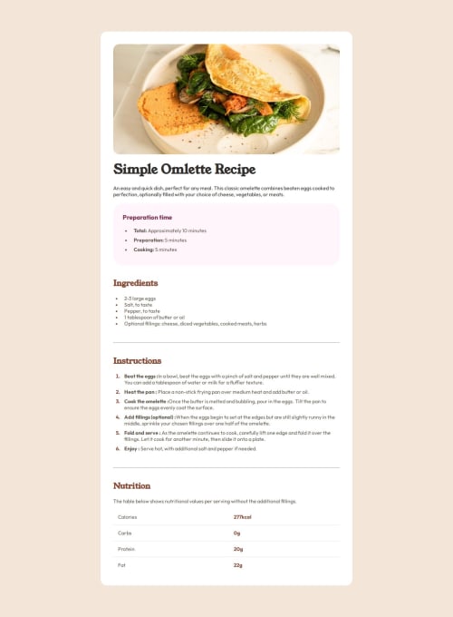 Frontend Mentor | Simple Recipe page with HTML and CSS coding challenge ...