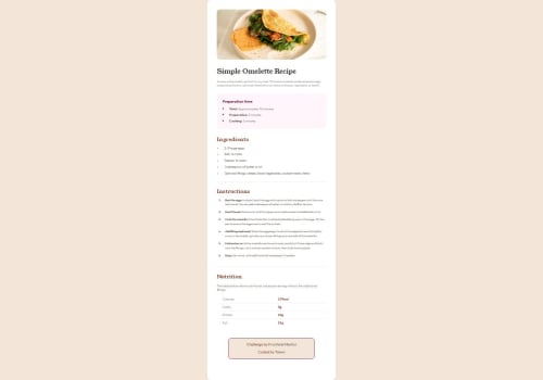 Recipe Page using CSS Flexbox coding challenge solution | Frontend Mentor