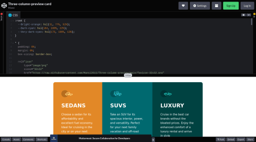 Frontend Mentor | Three-column-preview card coding challenge solution