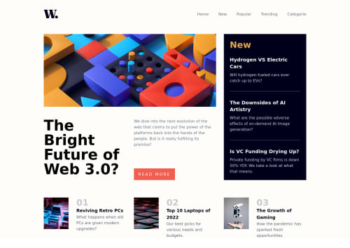 news_homepage_main built using react and tailwind coding challenge solution