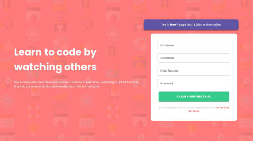 Frontend Mentor | Intro component with sign up form using flexbox coding challenge solution