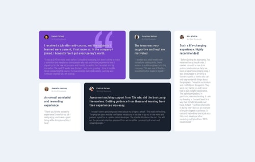 Testimonials Grid Using Html Css And Grid Coding Challenge Solution
