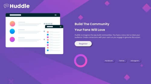 Frontend Mentor | Huddle Landing Page | CSS Flexbox, CSS Animation coding challenge solution