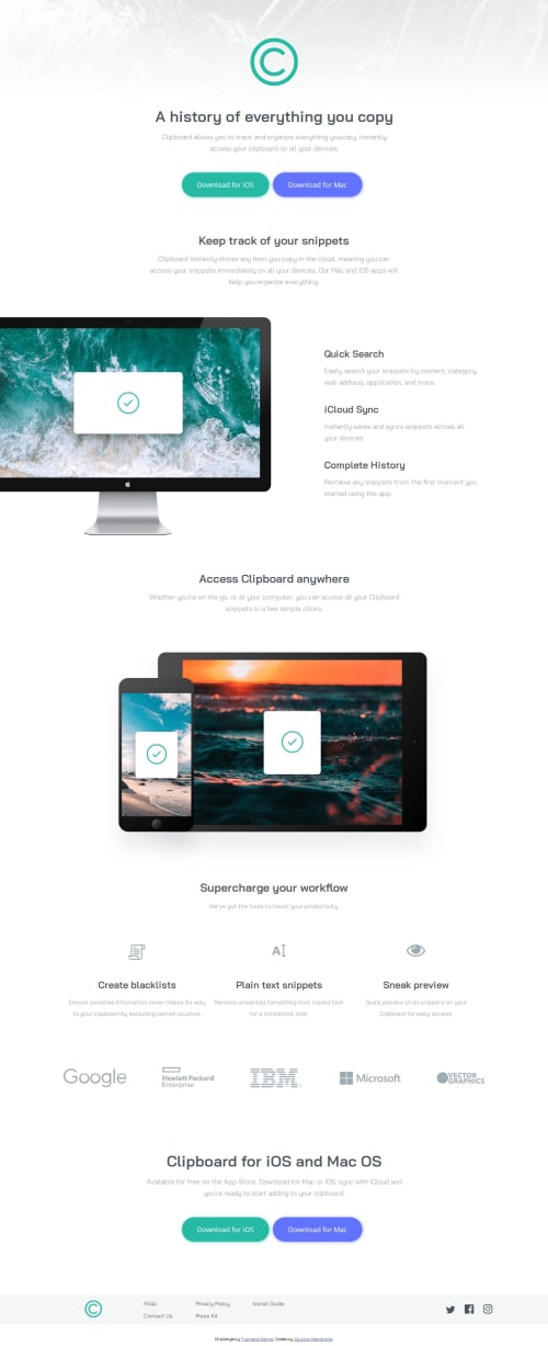 CLIPBOARD_LANDING PAGE || HTML & CSS coding challenge solution | Frontend Mentor