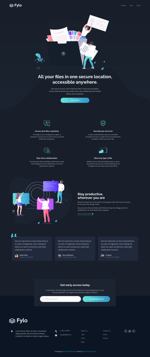 Frontend Mentor | Fylo dark theme landing page with TailwindCSS coding challenge solution