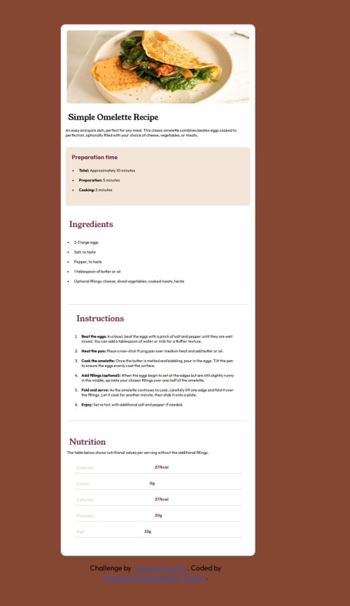 Frontend Mentor | Recipe Page with HTML and CSS coding challenge solution