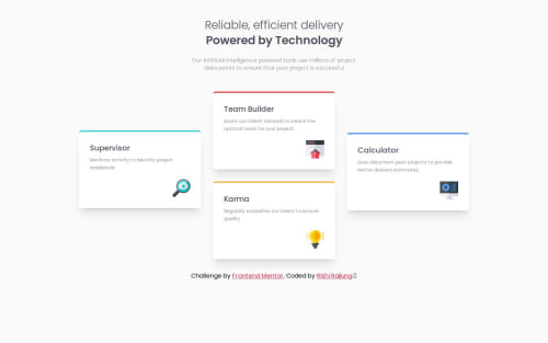 Responsive Four Card Section with Tailwind CSS. coding challenge solution | Frontend Mentor