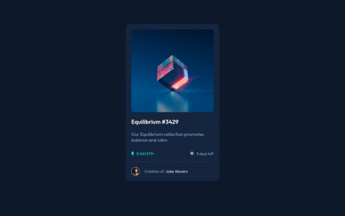 Frontend Mentor Nft Preview Card Using Html And Css Coding Challenge Solution