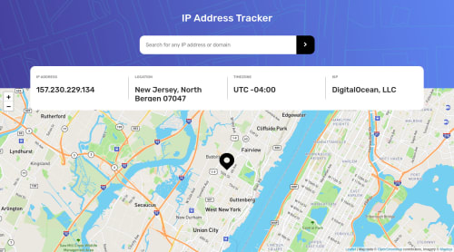 Frontend Mentor | ip address tracker using React, leaflet and ipify API coding challenge solution