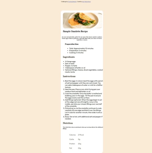 Sample Recipe page coding challenge solution