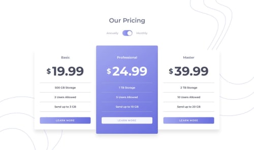Responsive & Interactive Pricing Component coding challenge solution