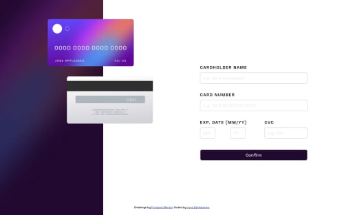 Frontend Mentor | Interactive card details form with HTML, CSS, JS and responsive styles coding ...