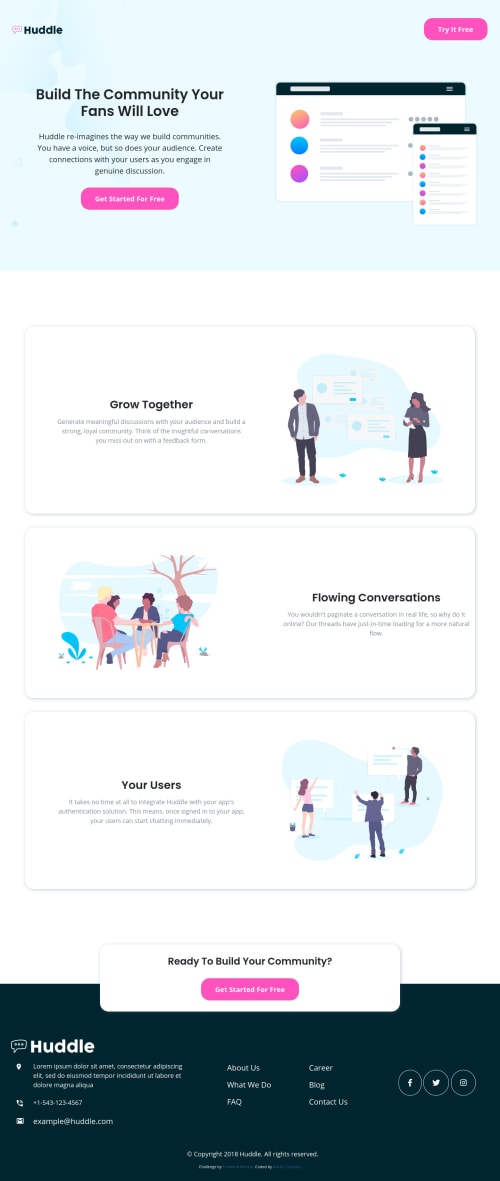 Frontend Mentor | Huddle Landing page with HTML, CSS, and Bootstrap ...