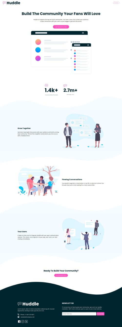 Frontend Mentor | Huddle landing page with curved sections coding challenge solution