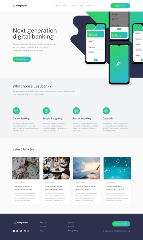 Frontend Mentor | Easybank Landing Page (HTML, JS & Tailwind CSS) coding challenge solution