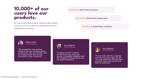 Frontend Mentor | Social proof section master using HTML + CSS (FLEXBOX, GRID). coding challenge ...