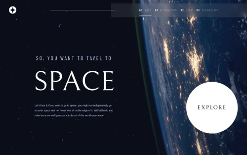 Frontend Mentor | Space tourism multi-page website made using raw HTML, CSS, JS coding challenge ...
