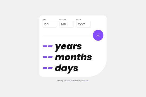 Frontend Mentor | Age Calculator using HTML, CSS and Javascript coding challenge solution