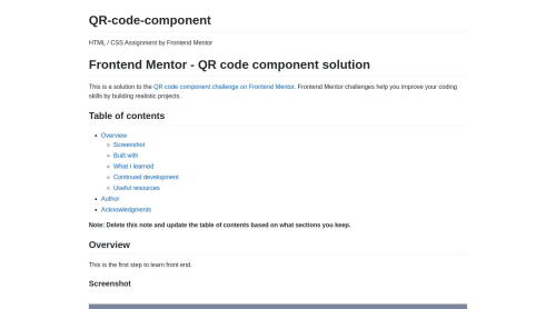 QR Code Component with HTML CSS coding challenge solution