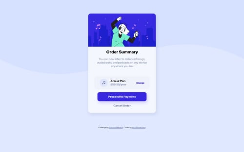 Responsive Layout for Order Summary Component. coding challenge solution | Frontend Mentor
