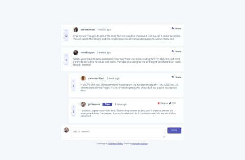 Frontend Mentor | Interactive comments section coding challenge solution