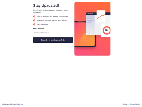 Frontend Mentor | newsletter built with React.js, TypeScript and Tailwind-CSS coding challenge ...
