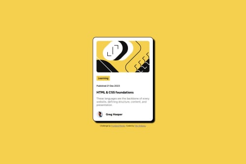 Frontend Mentor | Blog Preview Card Html CSS JS coding challenge solution