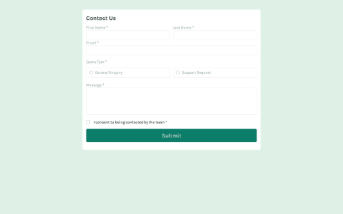 Responsive contact form with TailwindCSS and vanilla JavaScript coding challenge solution ...