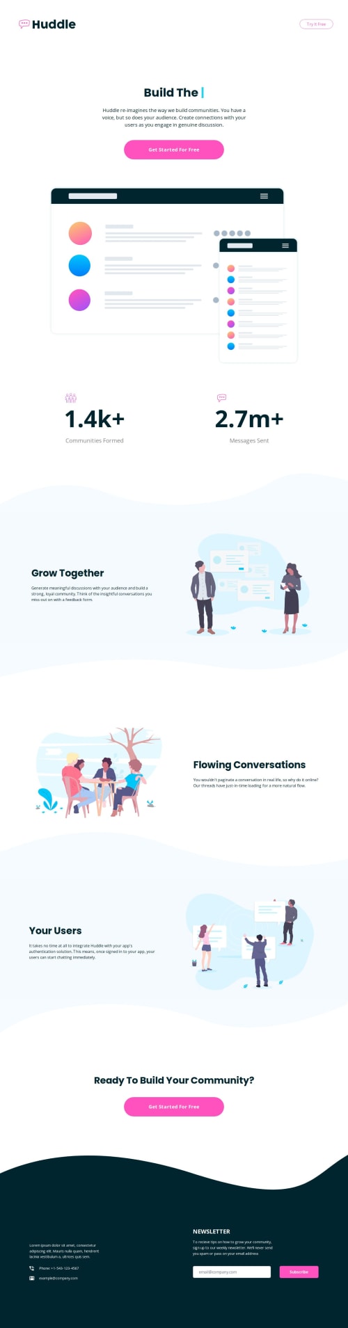 Huddle Landing Page - Next React Tailwind Framer coding challenge solution | Frontend Mentor