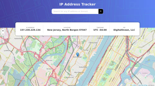 Frontend Mentor | IP Address Tracker build using ReactJs coding challenge solution