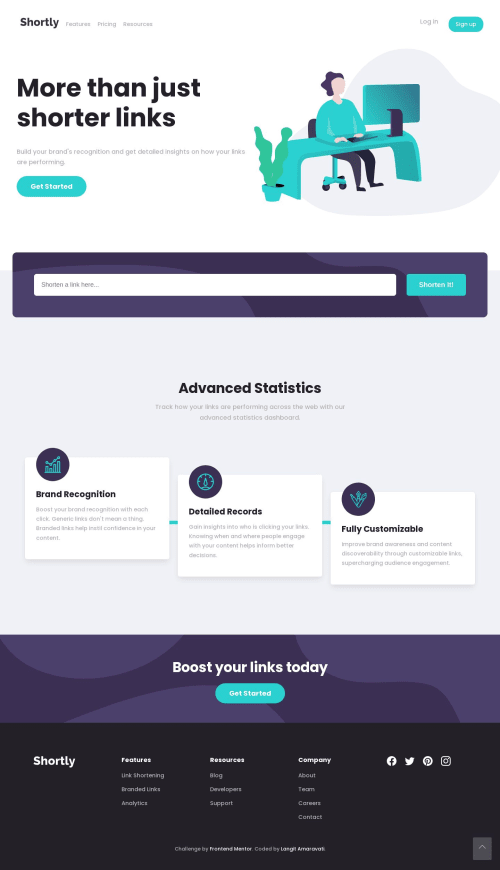 Frontend Mentor | Shortly Landing Page - Bulma coding challenge solution