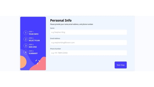 multi-step-form-tailwindcss and advanced javascript coding challenge solution