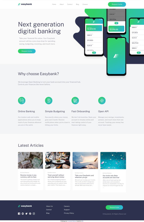 Easybank-Landing-Page Html TailwindCss JS coding challenge solution | Frontend Mentor