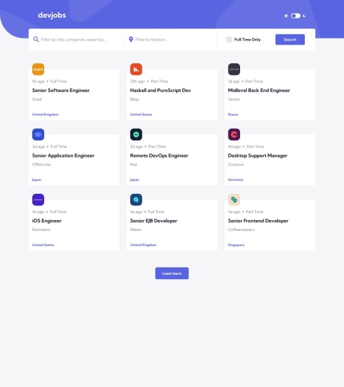 Frontend Mentor | DevJobs Website using Tailwind coding challenge solution