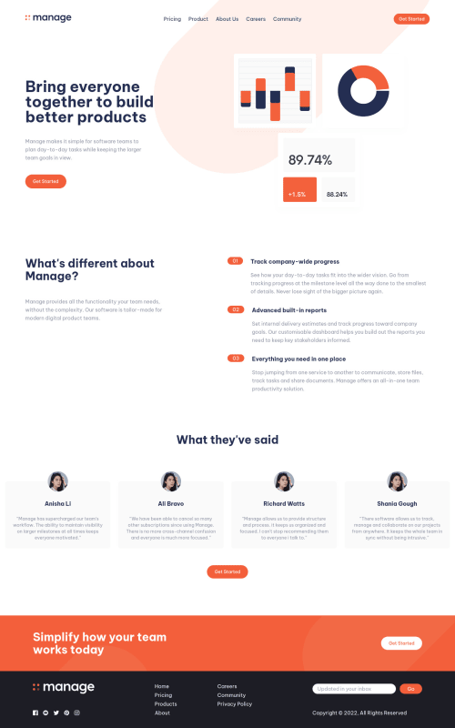 Frontend Mentor | Responsive Manage Landing Page in Vue3 and TailwindCSS coding challenge solution