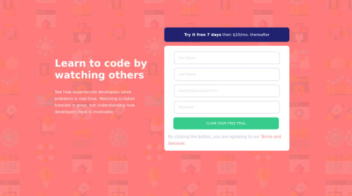 Frontend Mentor | Intro component with signup form coding challenge solution