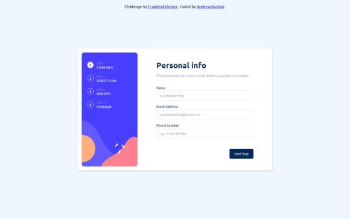Frontend Mentor | Multistep form with react coding challenge solution