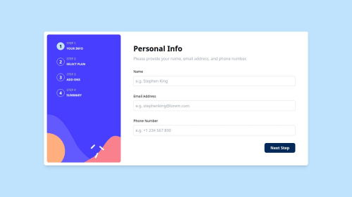 Multi-step form using Next js coding challenge solution | Frontend Mentor